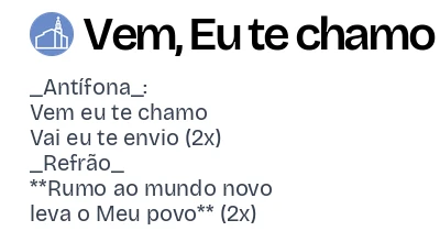 Vem, Eu te chamo - Canta Igreja
